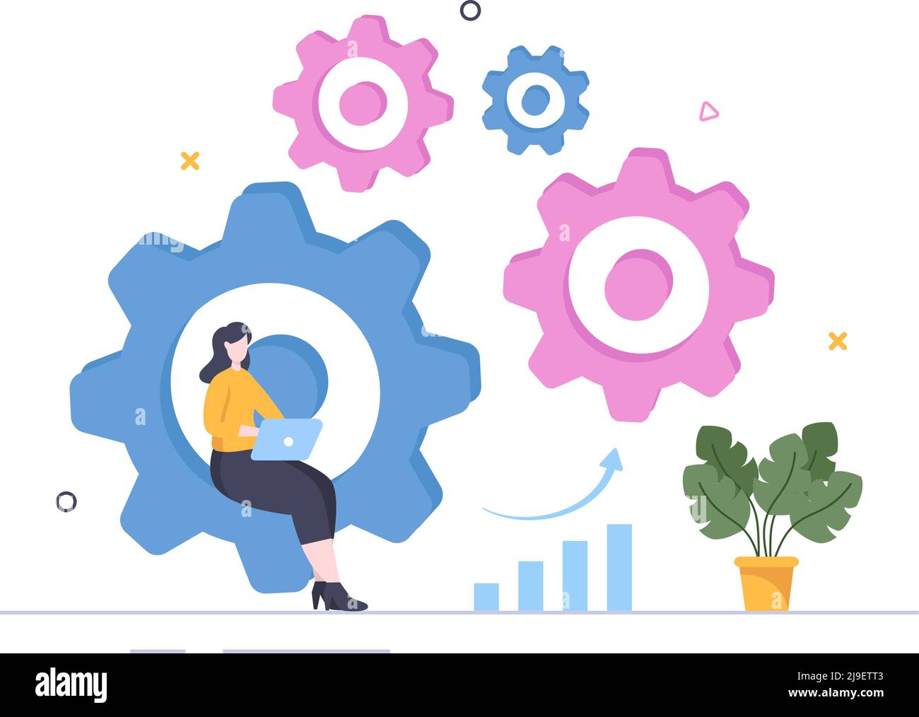 Business Workflow Organization and Management Design Illustration with ...