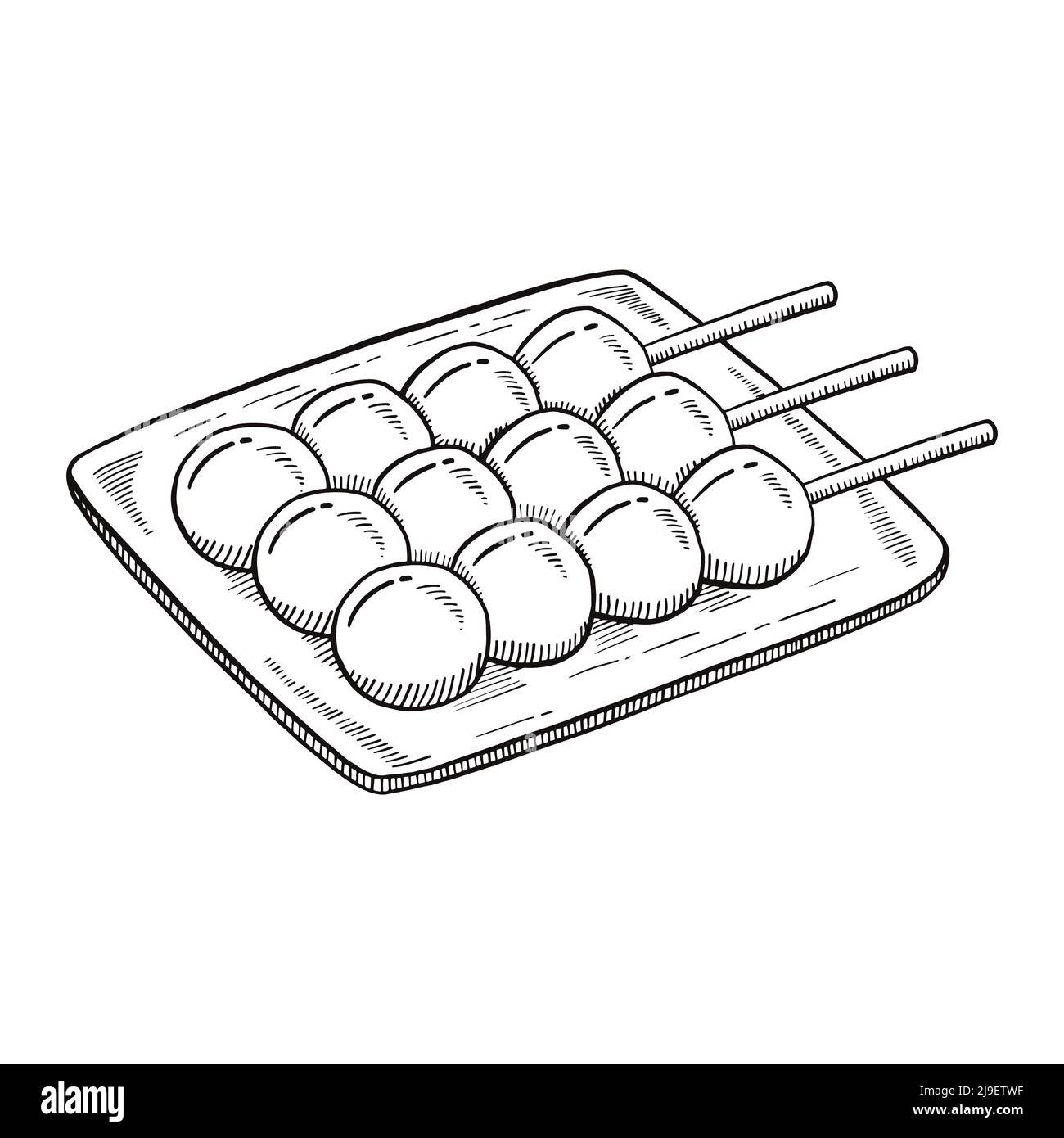 dango japan or japanese traditional food doodle hand drawn sketch with ...