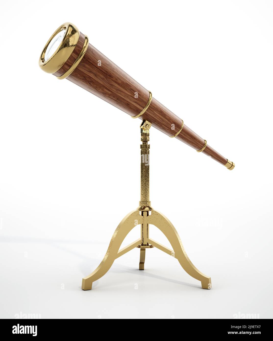 Vintage telescope isolated on white background. 3D illustration Stock ...