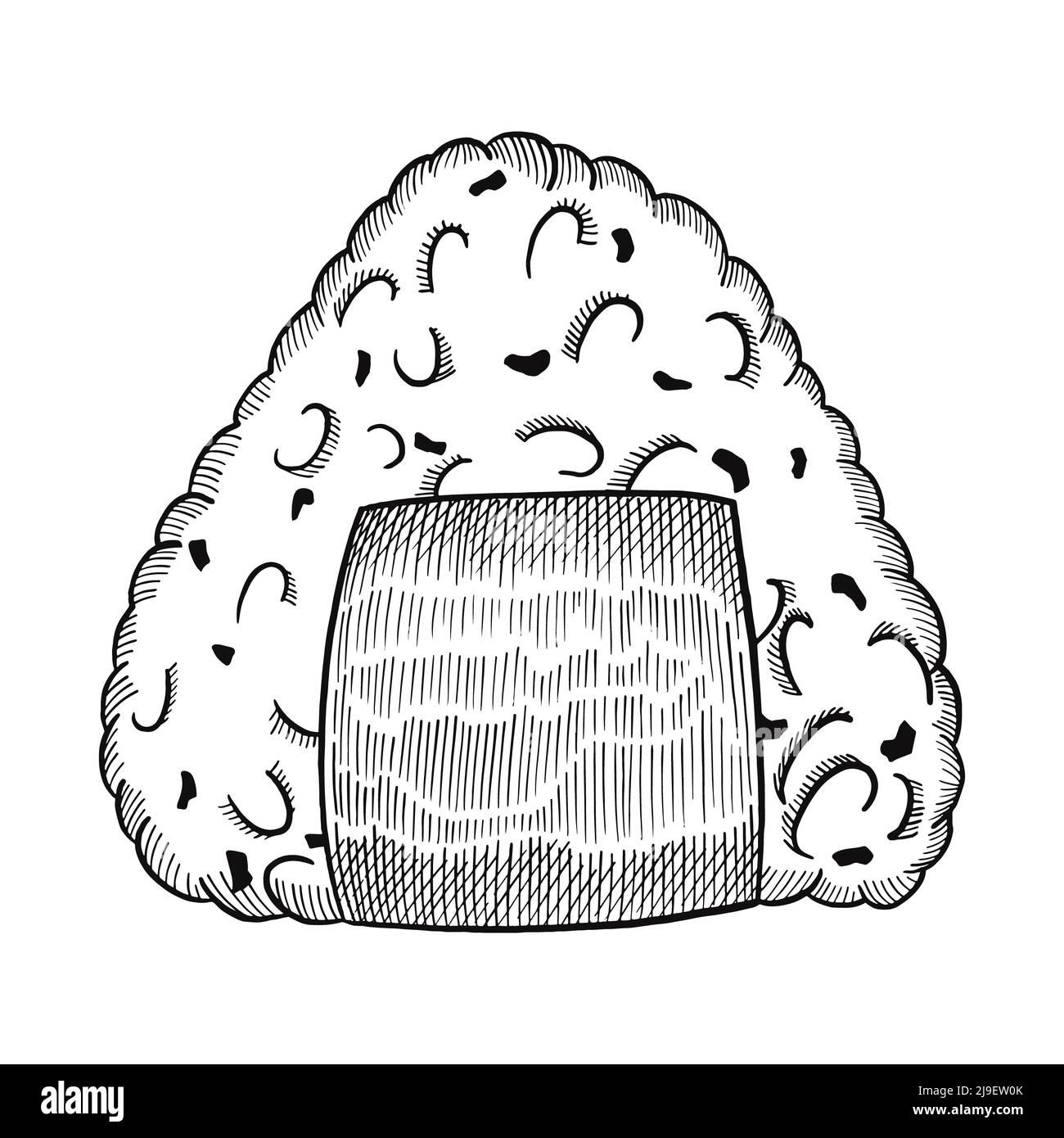 onigiri rice japan or japanese traditional food doodle hand drawn ...