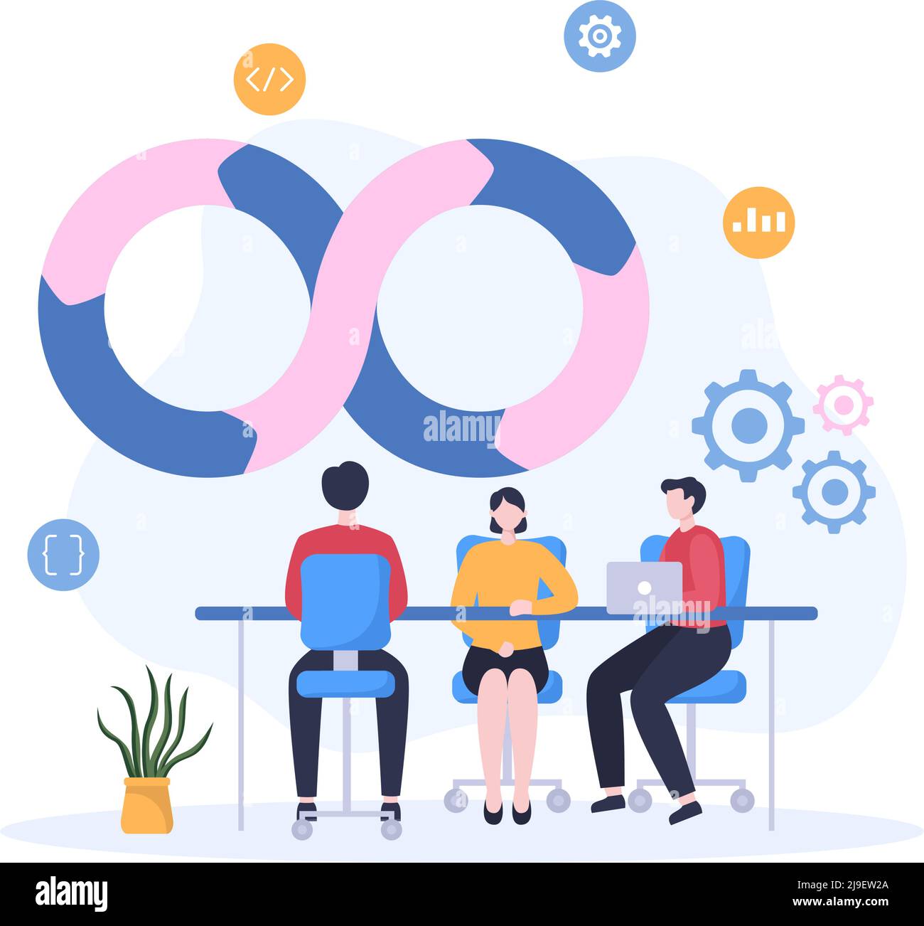 Business Workflow Organization and Management Design Illustration with ...