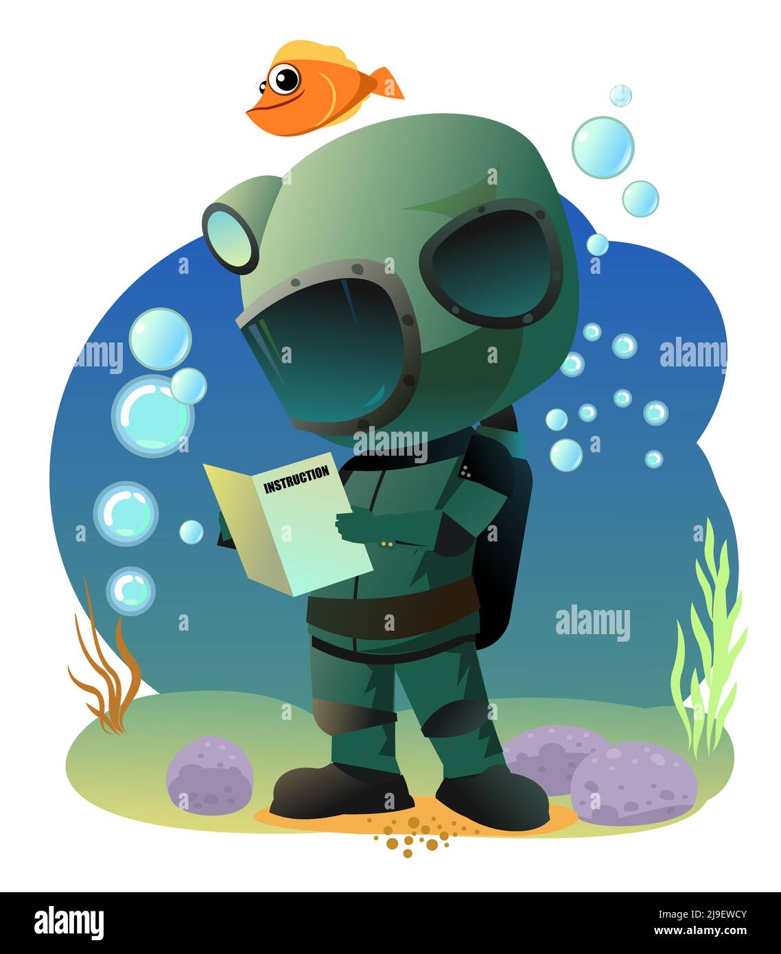Cartoon man scuba diving hi-res stock photography and images - Alamy