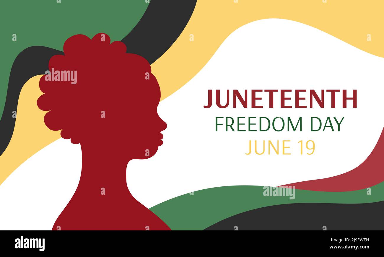 Juneteenth Freedom day poster. Silhouette of african american person in ...
