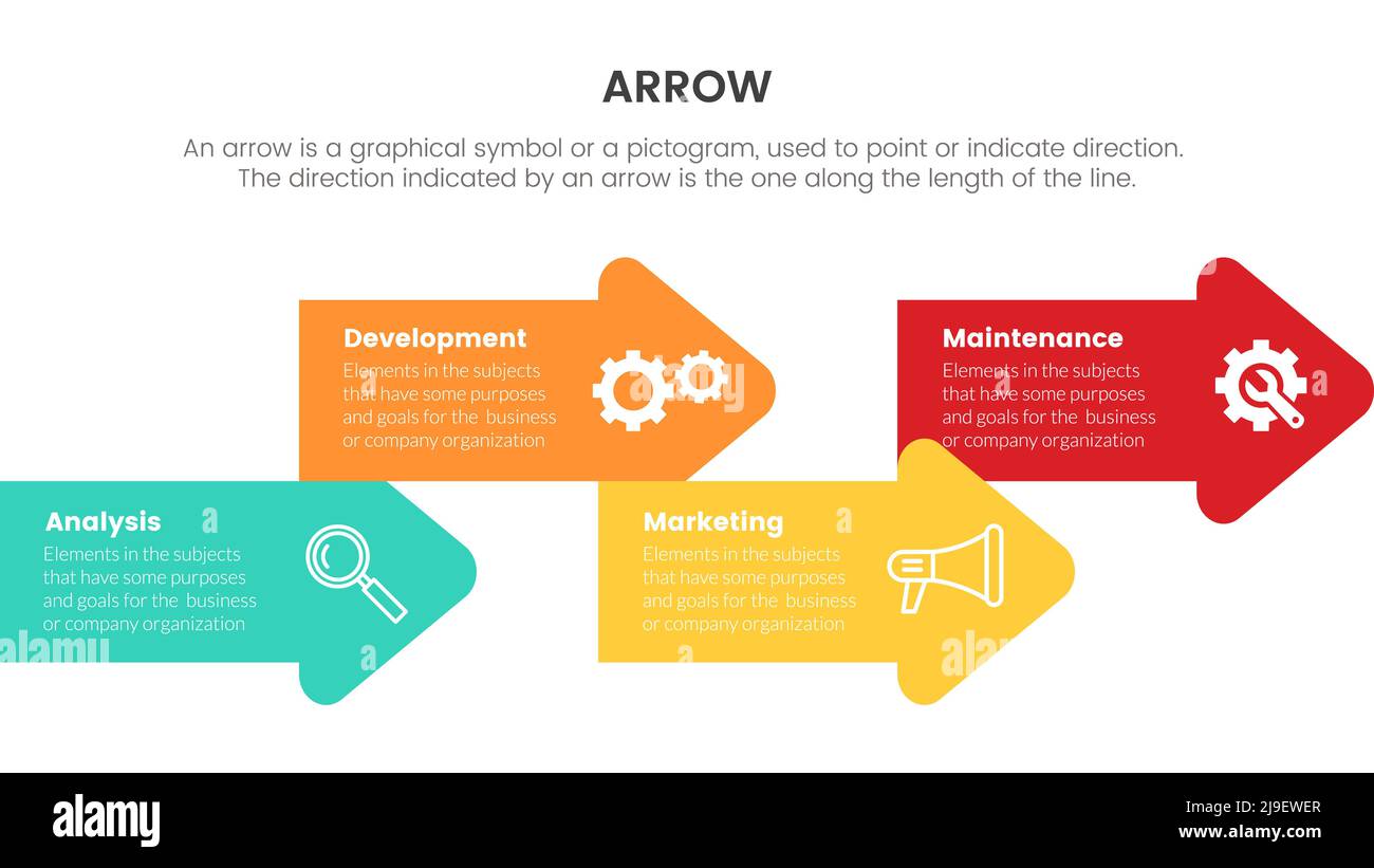 arrow infographic with timeline concept for slide presentation with 4 ...