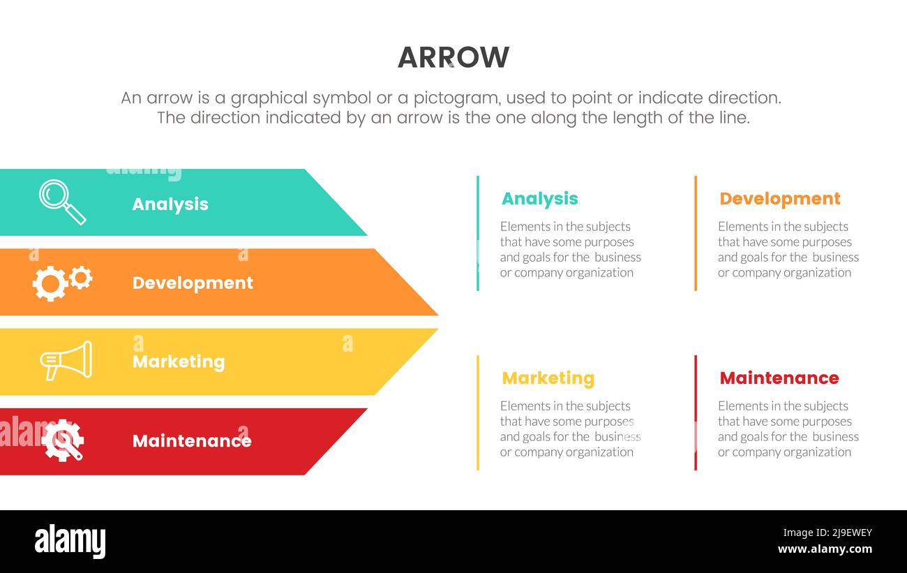 arrow infographic with vertical arrows concept for slide presentation ...