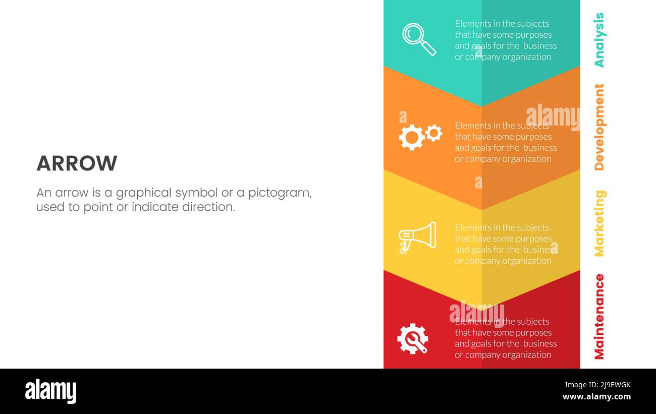arrow infographic with vertical shape concept for slide presentation ...