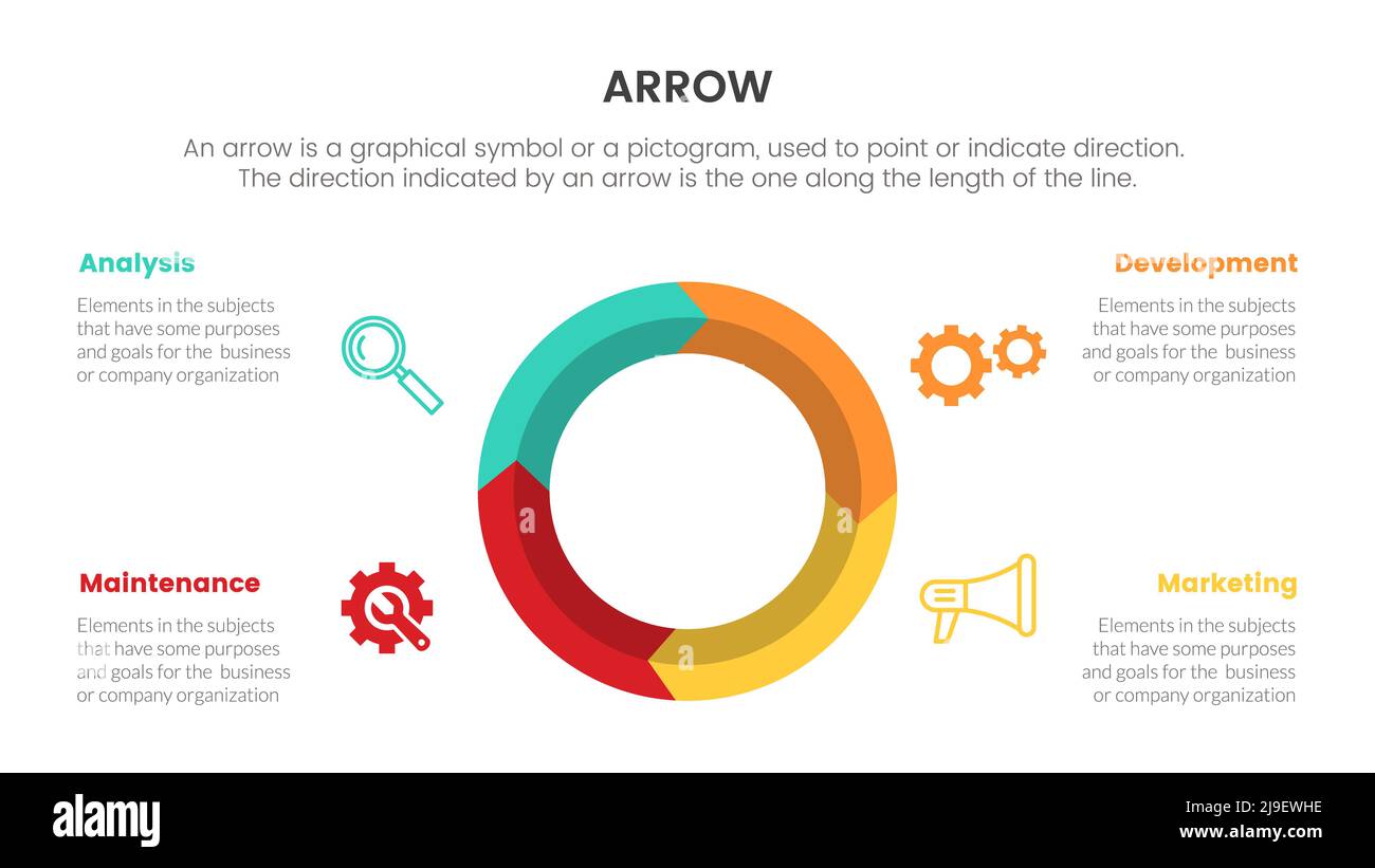 arrow infographic with circle arrows concept for slide presentation ...