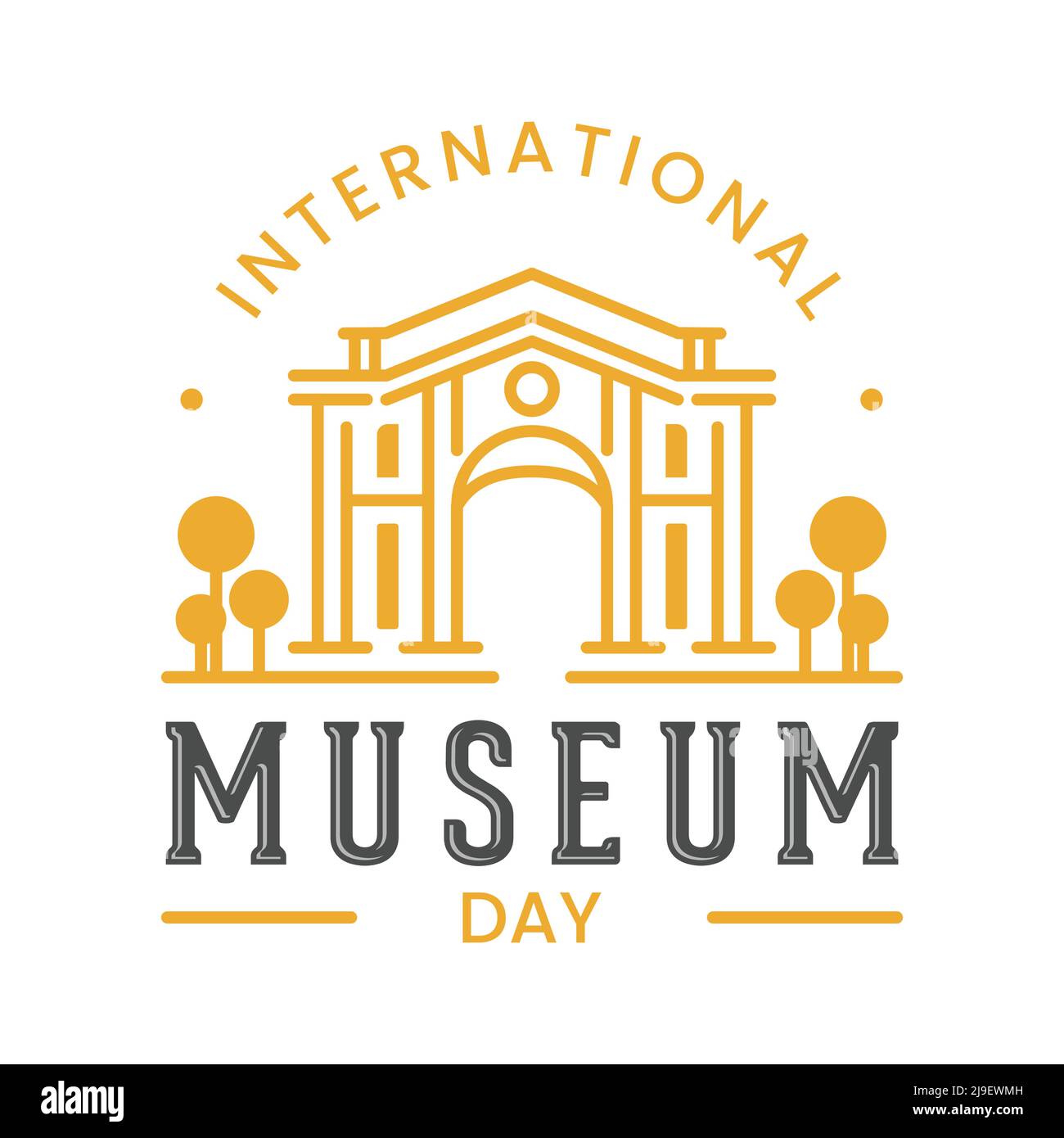 Vector illustration of International Museum Day. Linear drawing style ...