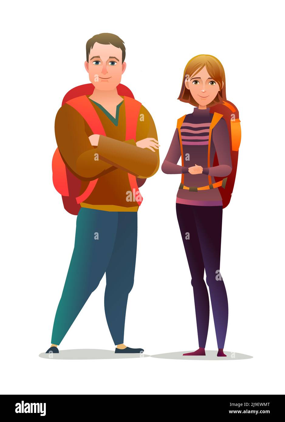 Family tourist backpacker. Backpack on his back. Cheerful person ...