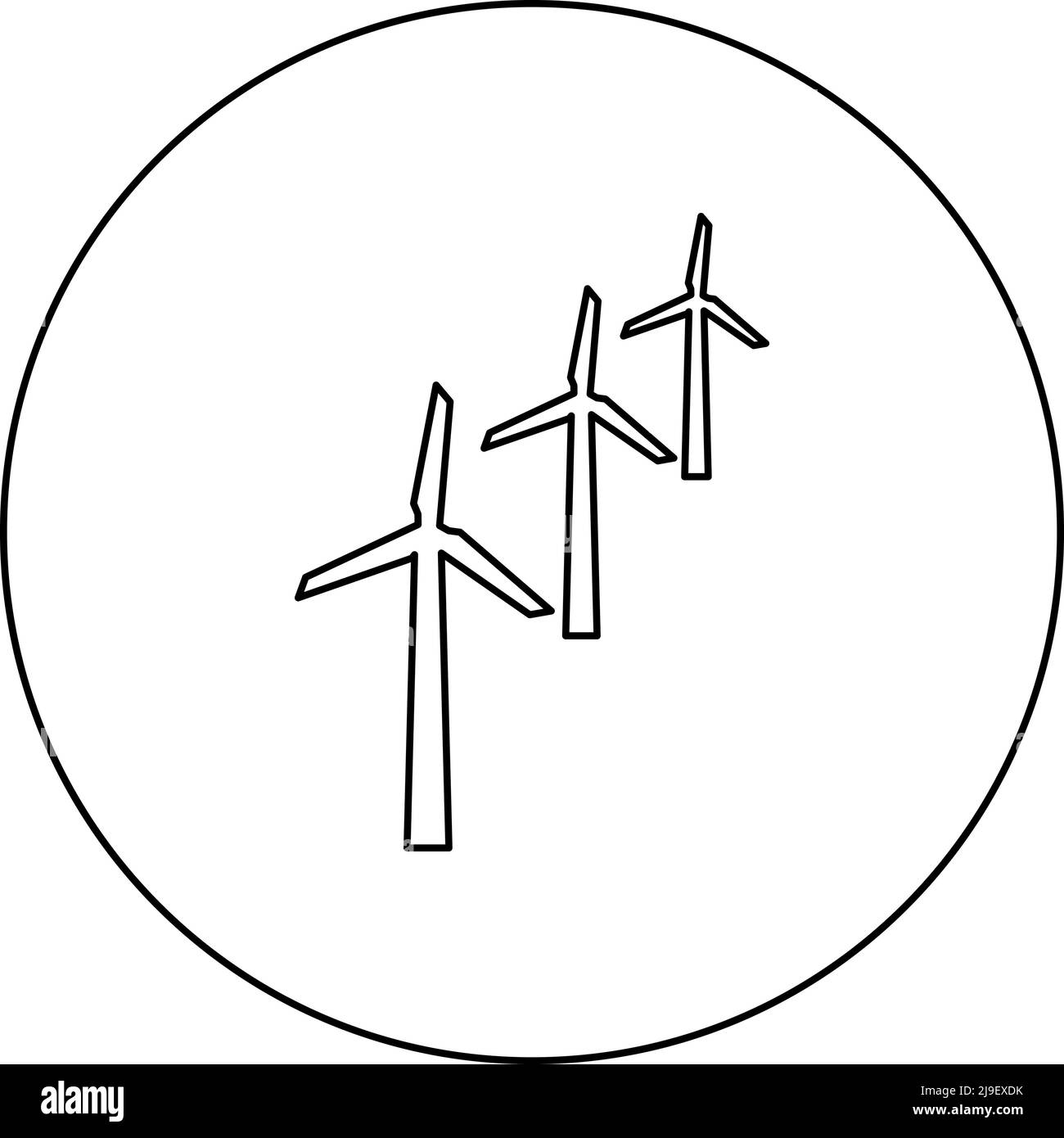 Wind generators turbine power Windmill clean energy concept icon in circle round black color ...