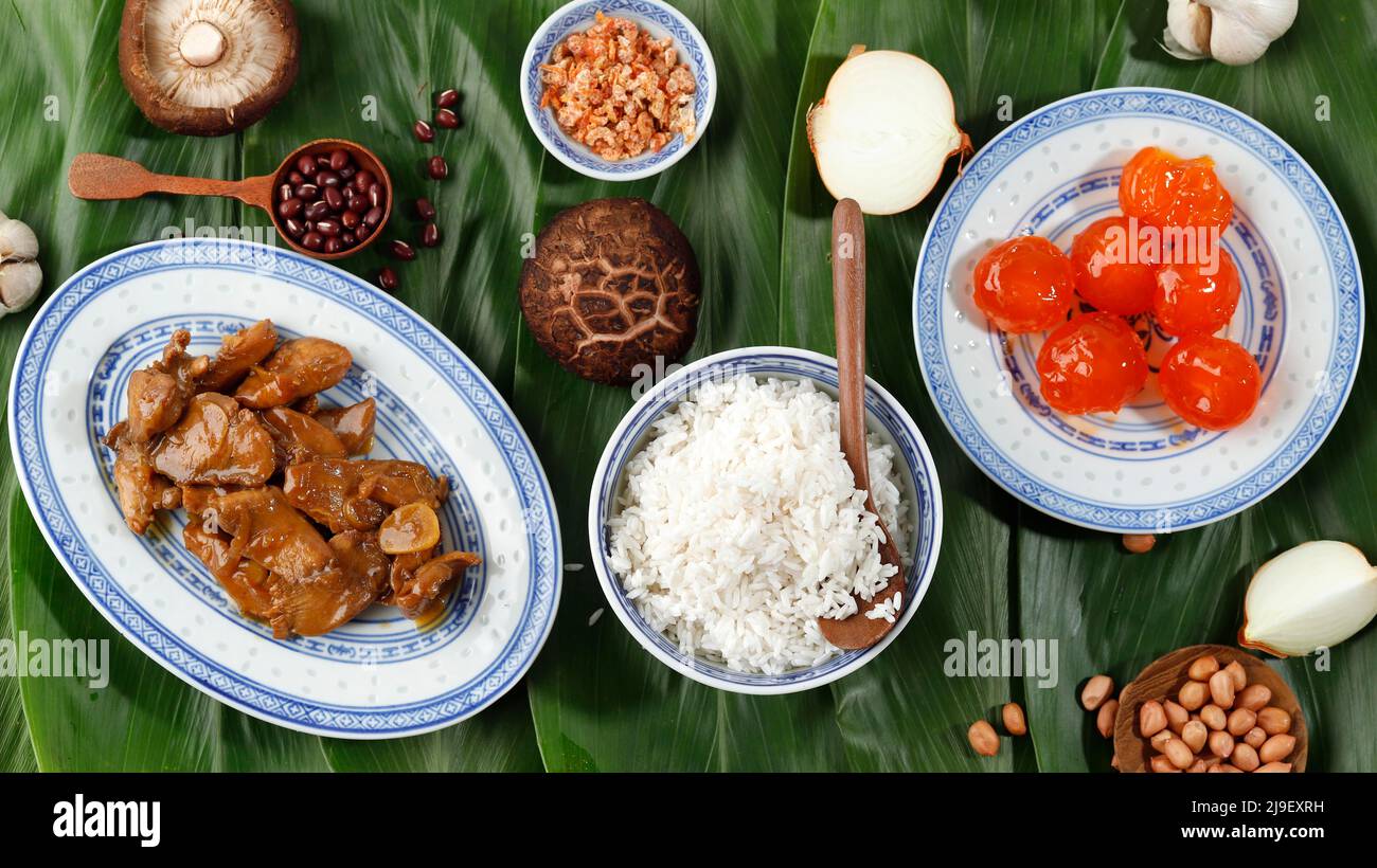 Zongzi Ingredient Preparation, Delicious Traditional Rice Dumpling Food ...