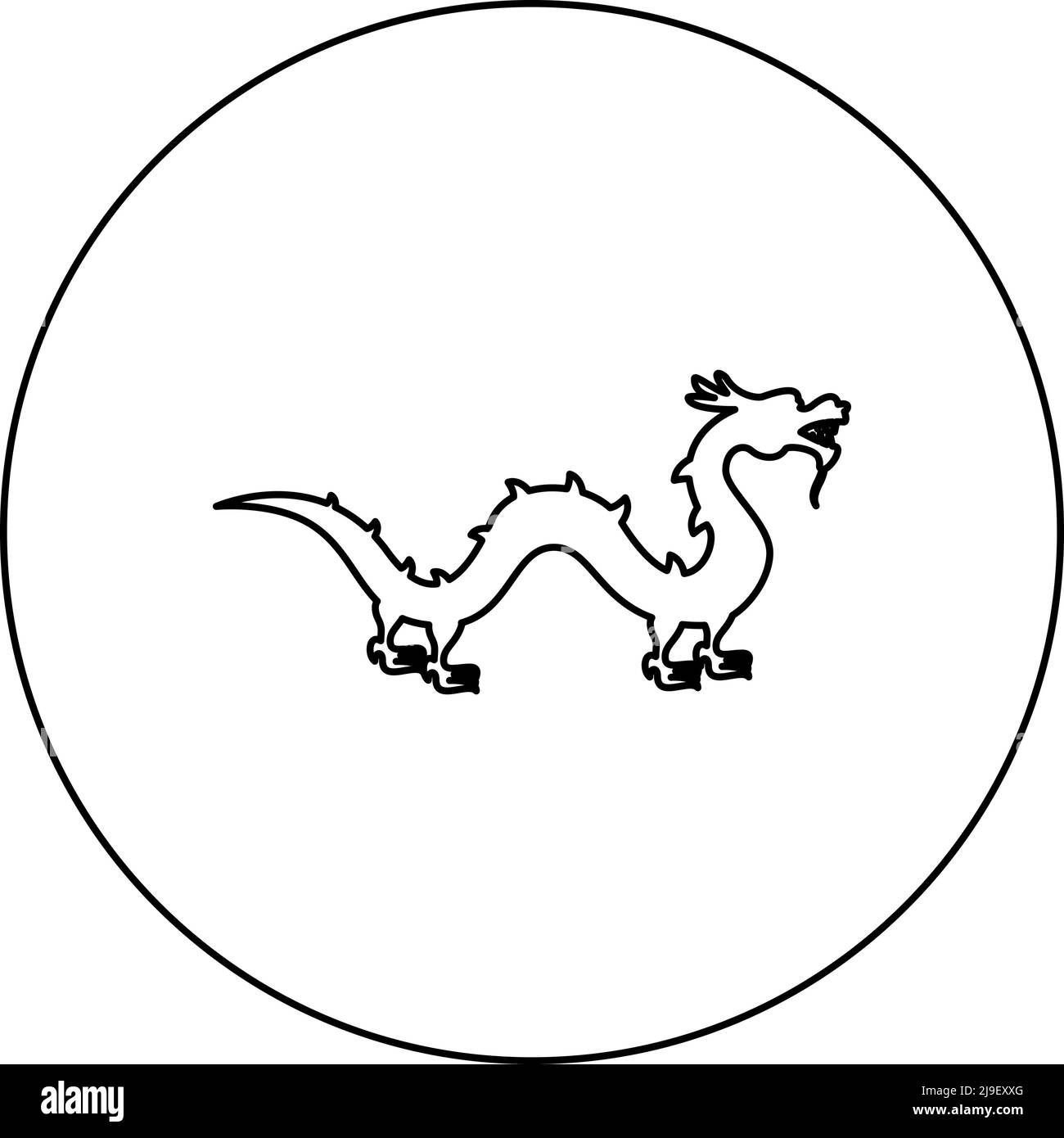 Chinese dragon icon in circle round black color vector illustration ...