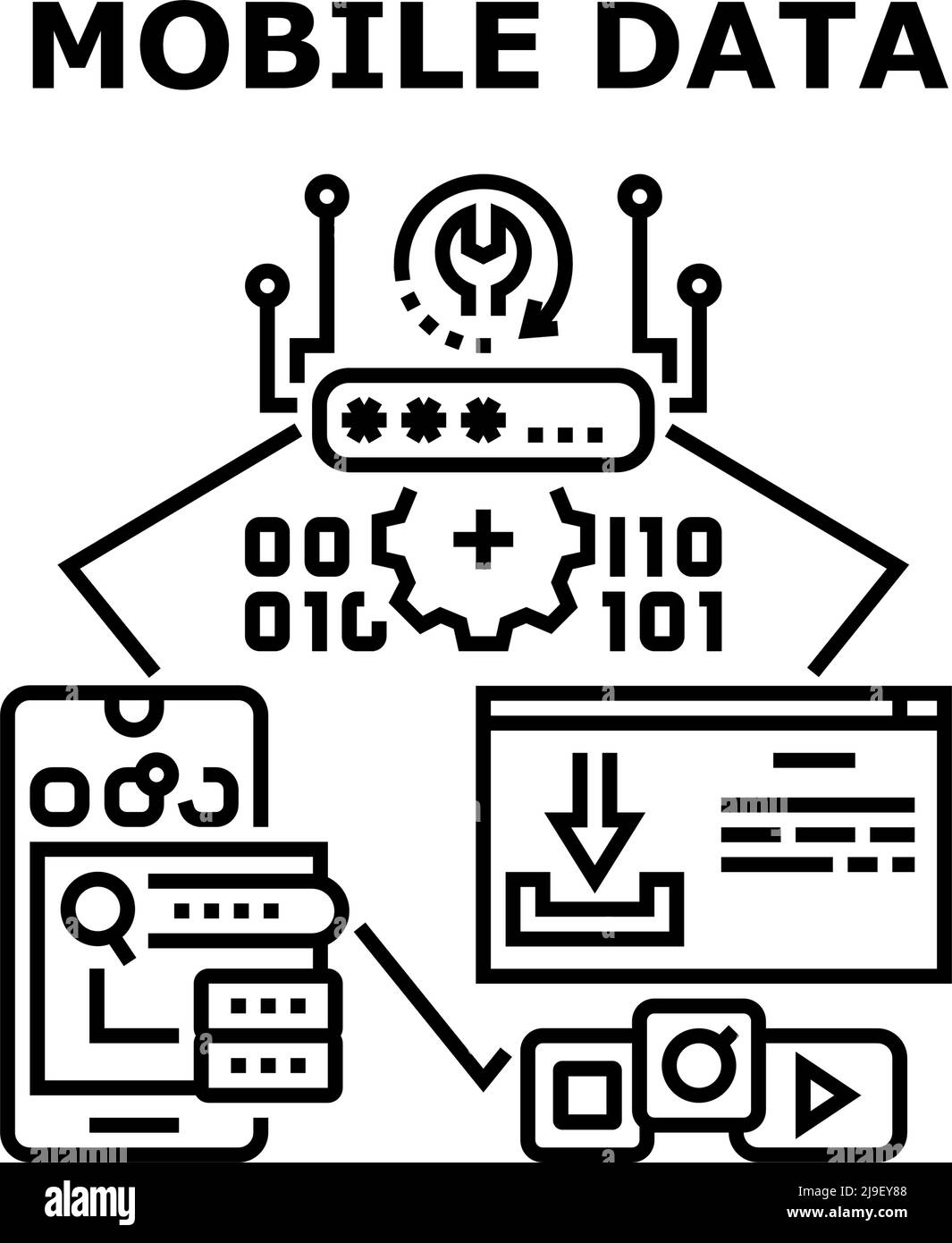 Mobile Data Vector Concept Color Illustration Stock Vector Image & Art ...