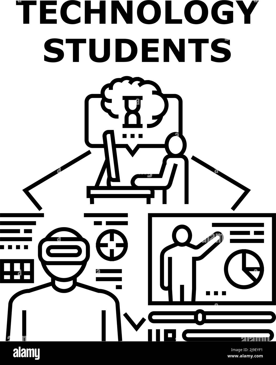 Students Technology Vector Concept Illustration Stock Vector Image ...