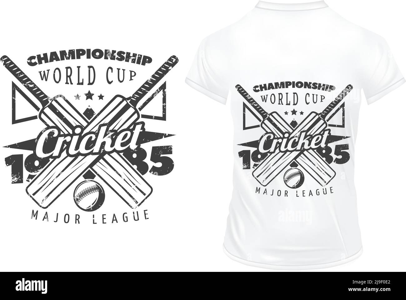 Stylish cricket emblem for shirt template with inscription crossed bats ...