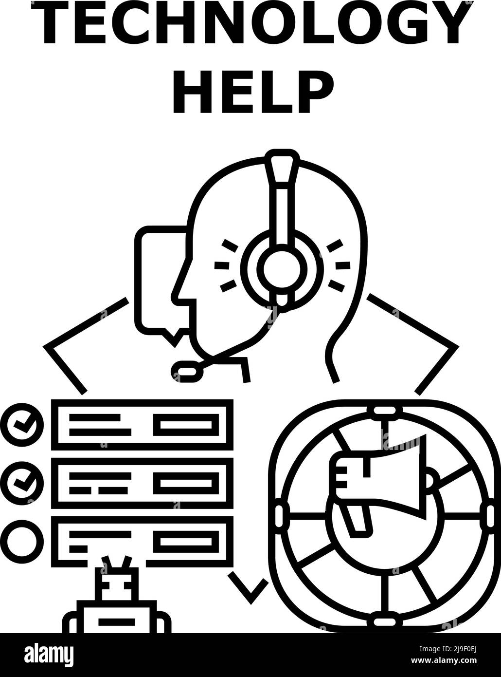 Help Technology Vector Concept Color Illustration Stock Vector Image ...