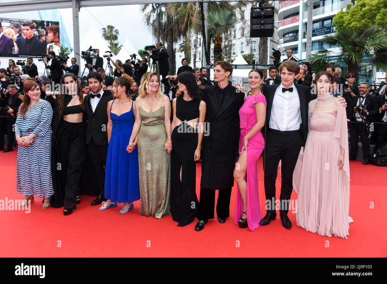 Cannes, France. 22nd May, 2022. Liv Henneguier , Lena Garrel , Baptiste ...