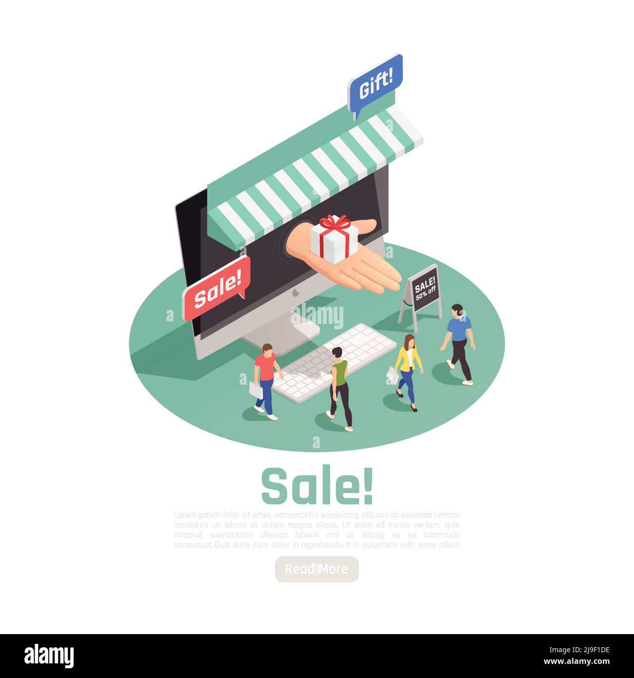 Customer loyalty retention isometric background with small people and ...