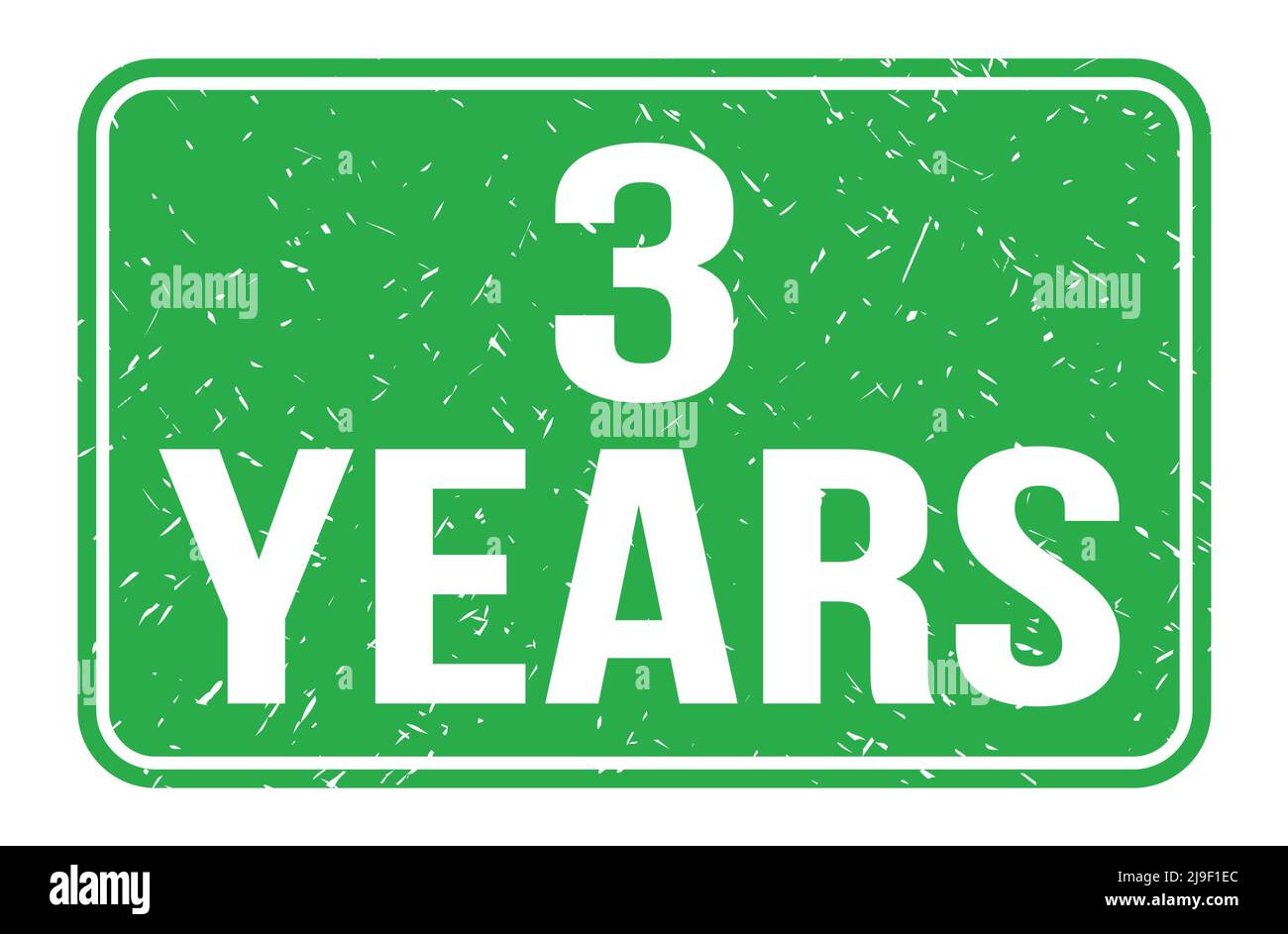 3 YEARS, words written on green rectangle stamp sign Stock Photo - Alamy