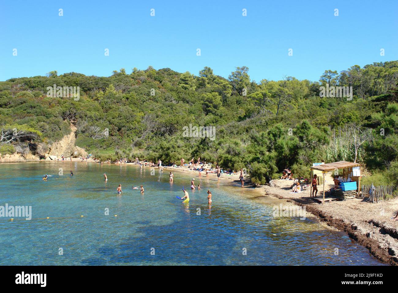 Cove of La Palud the island of Port Cros which is part of the Hyeres ...