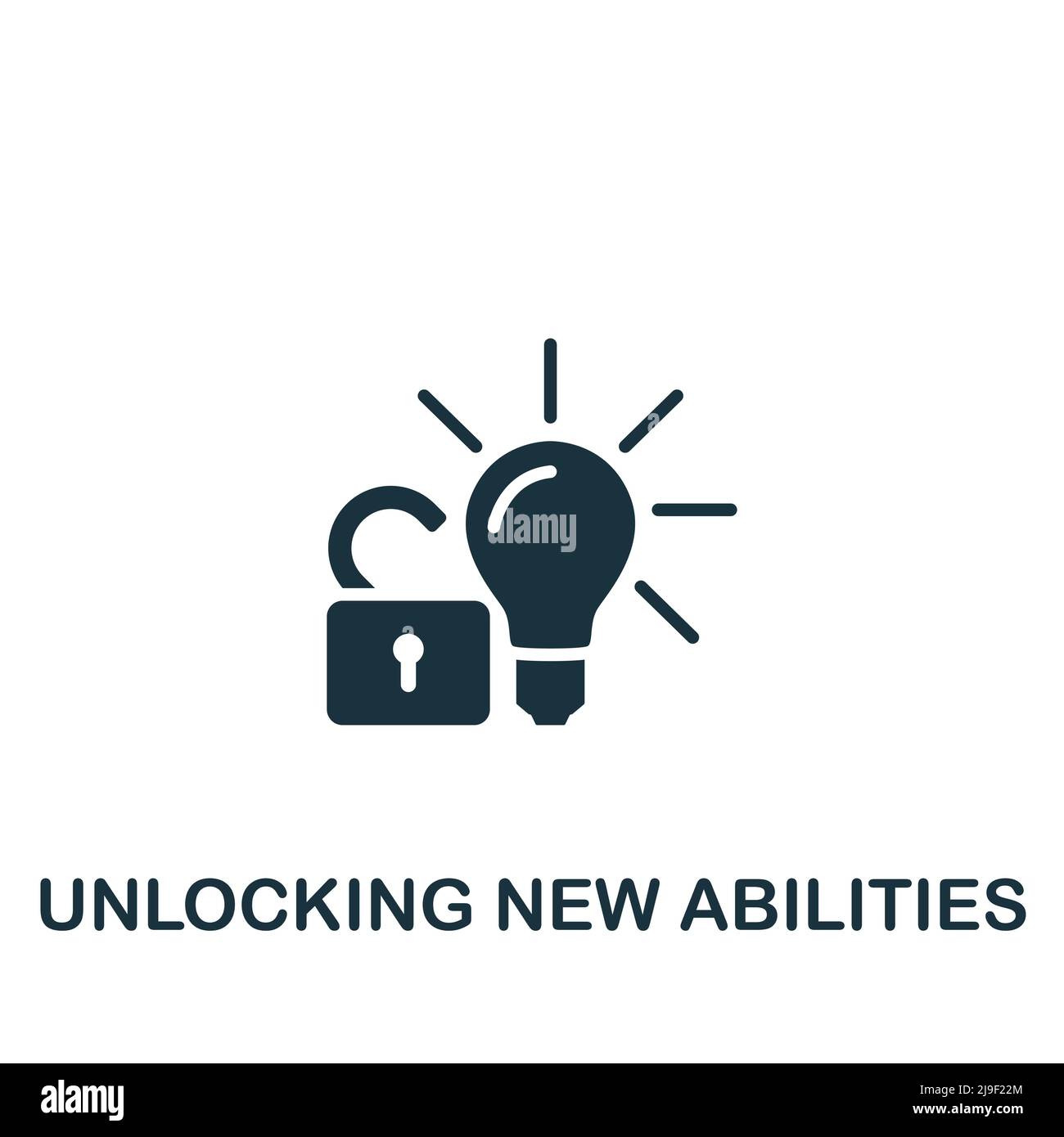 Unlocking New Abilities icon. Monochrome simple Personality icon for ...
