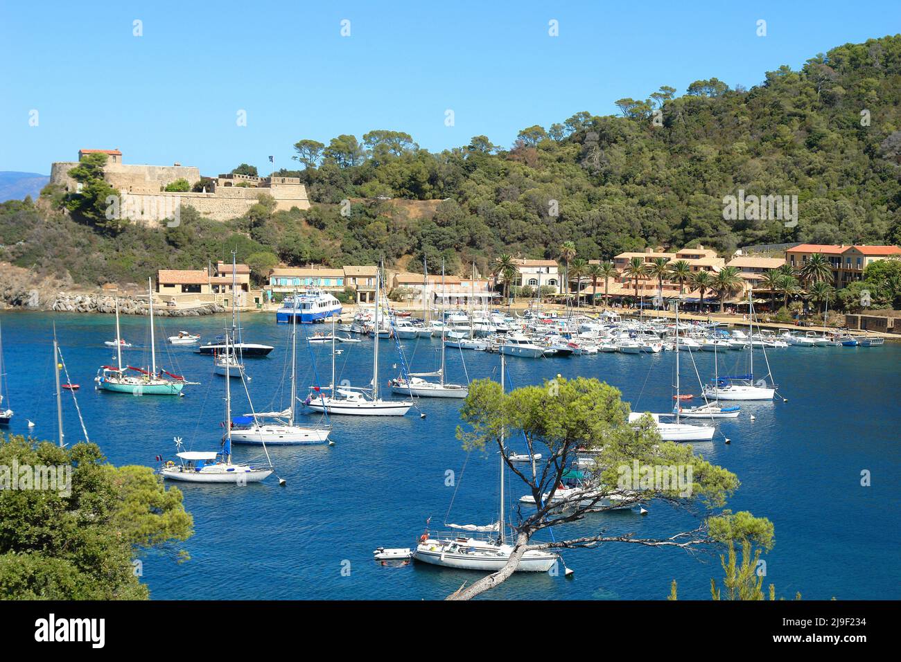 The island of Port Cros which is part of the Hyeres islands is a ...