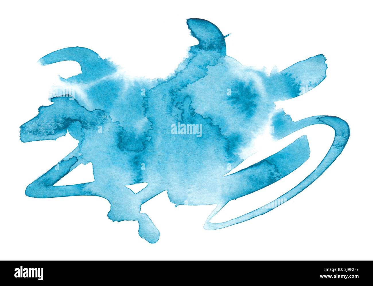 Abstract blue watercolor splash texture isolated on white background ...