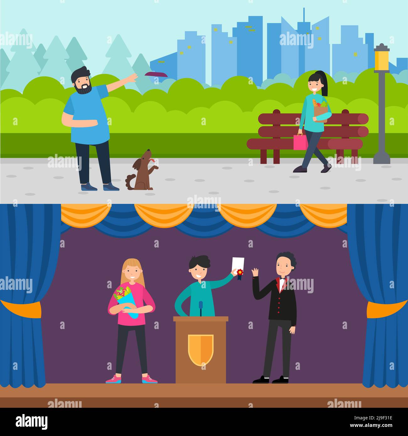 Man awarding woman Stock Vector Images - Alamy