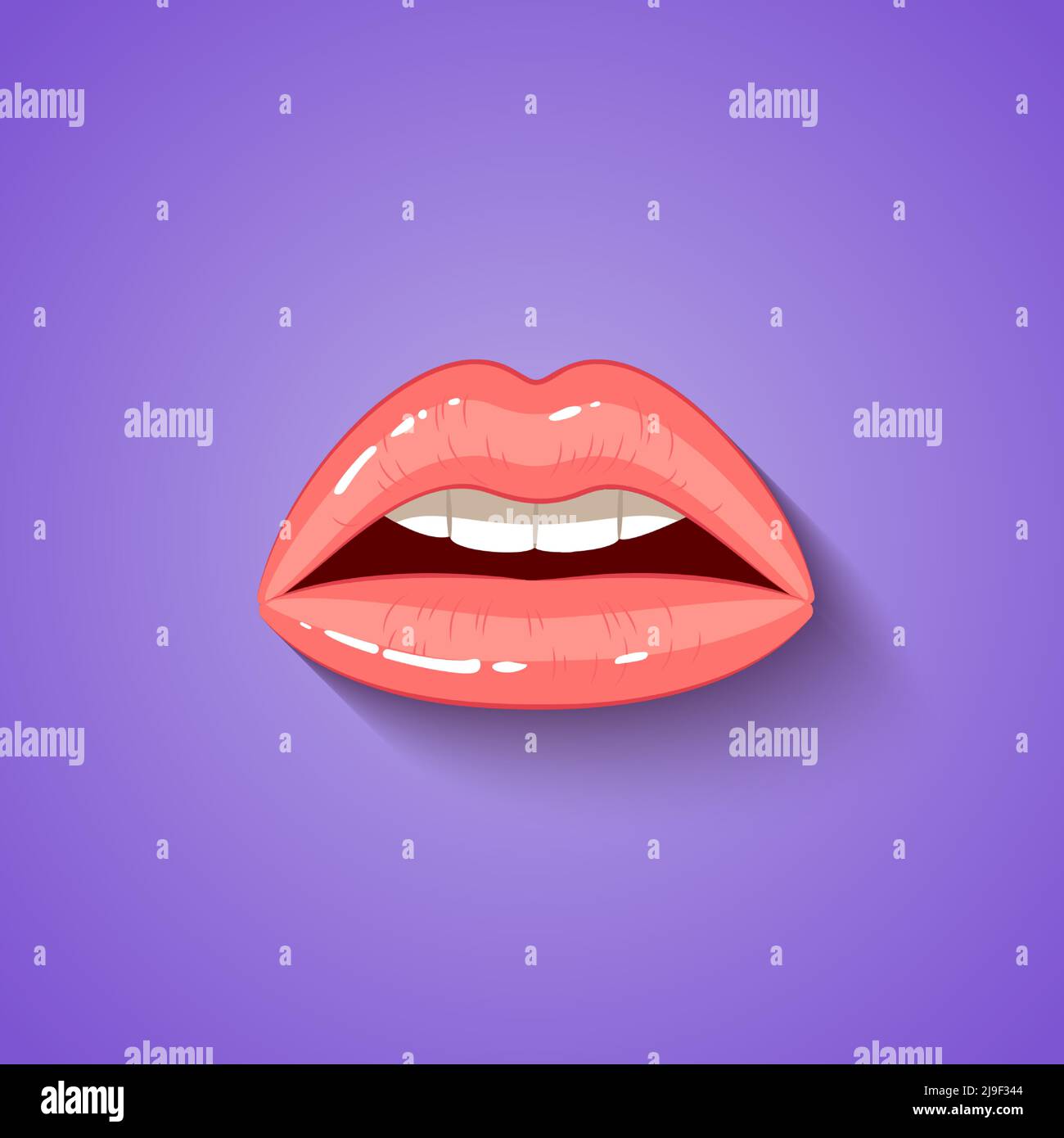 Sexy pink pout lips, female beautiful open mouth, Illustration in the ...