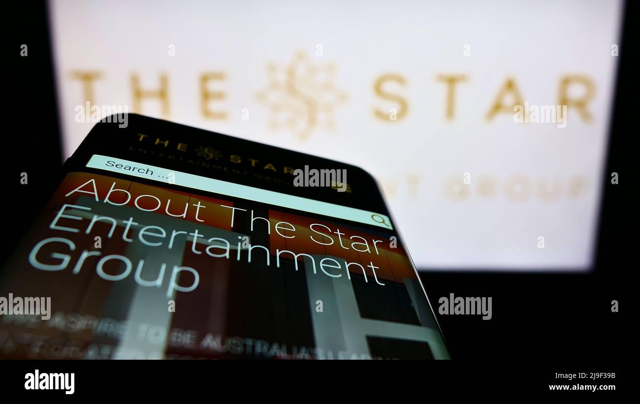 Smartphone with website of company The Star Entertainment Group Limited ...