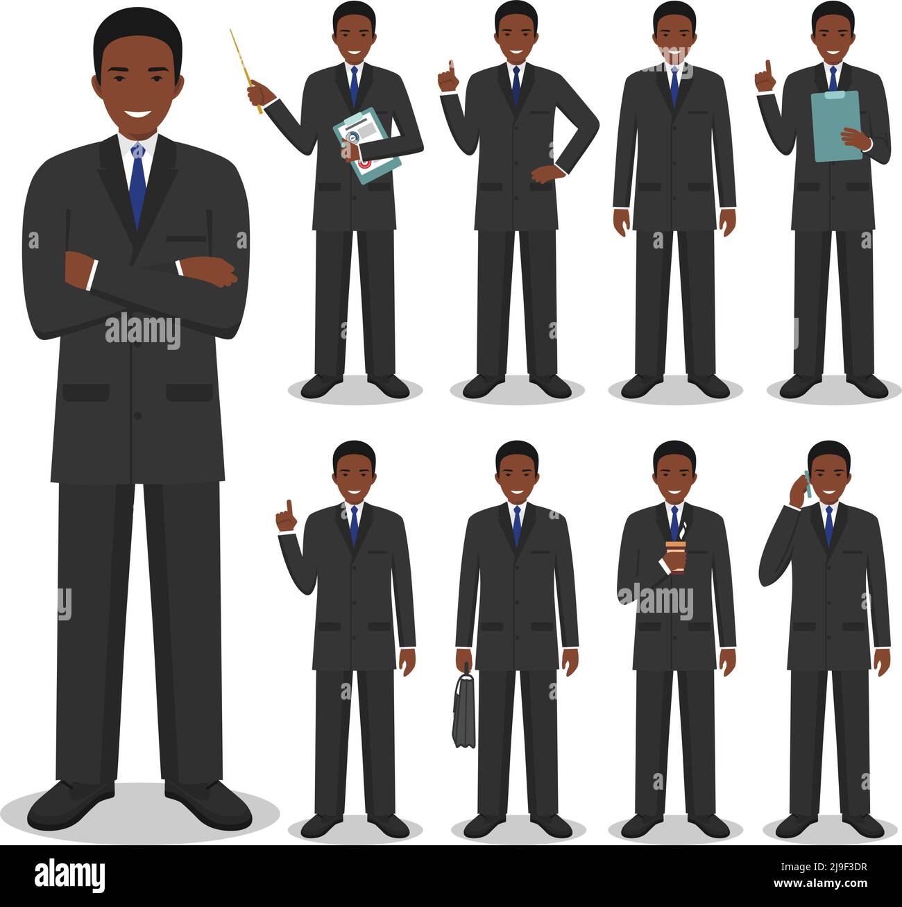Detailed illustration of african american businessman standing in ...