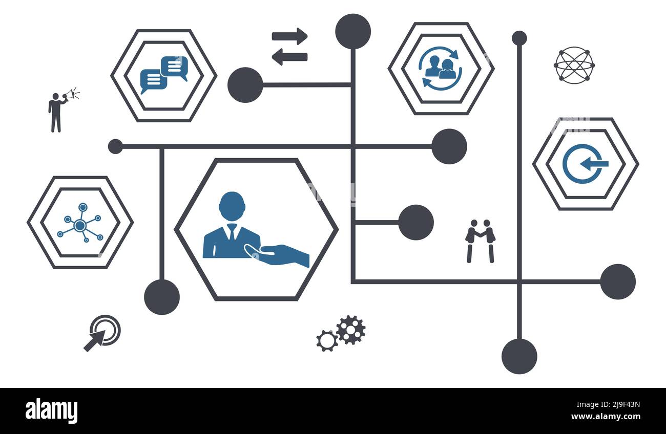 Concept of introduction with connected icons Stock Photo - Alamy