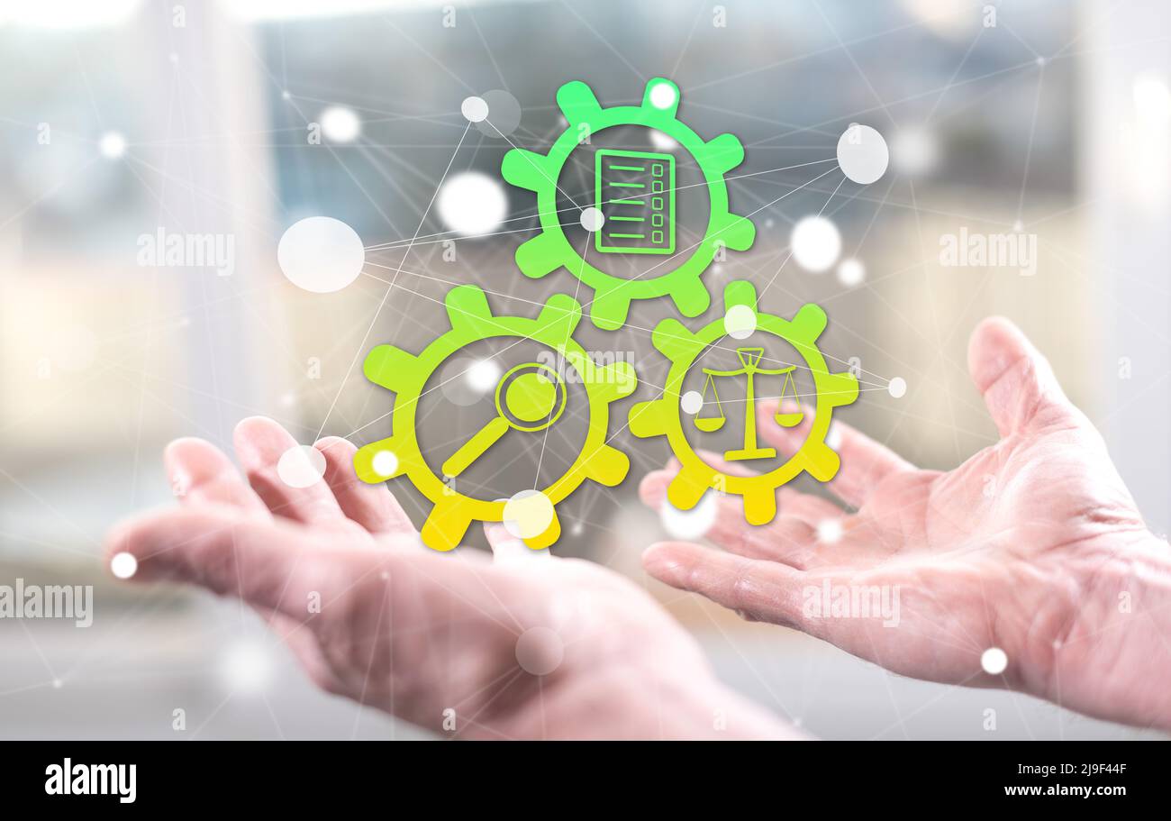 Assessment concept above the hands of a man Stock Photo - Alamy