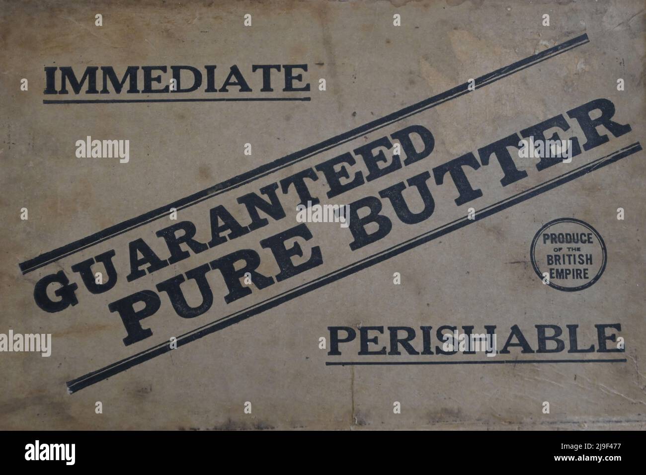 antique box of pure british butter Stock Photo - Alamy