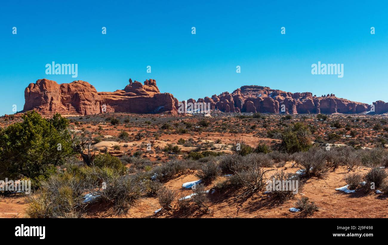 Rock formations seen in Arches National Park, Utah Stock Photo - Alamy