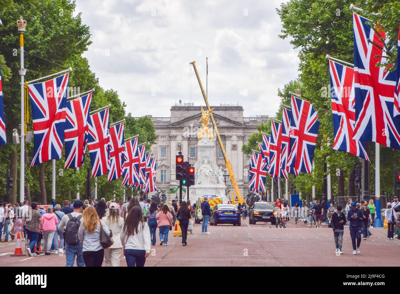 London, UK. 21st May 2022. Union Jack flags decorate The Mall for the ...