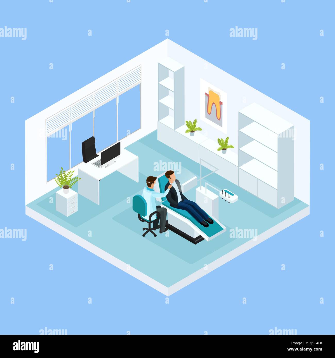 Isometric medical stomatology concept with patient has dentist ...