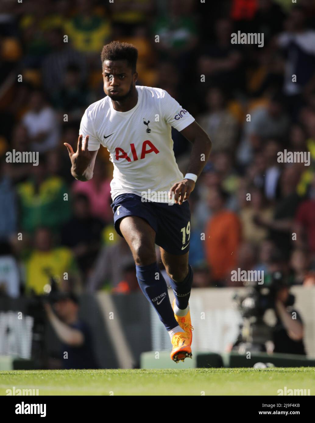 Norwich, UK. 22nd May, 2022. Ryan Sessegnon (TH) at the Norwich City v ...