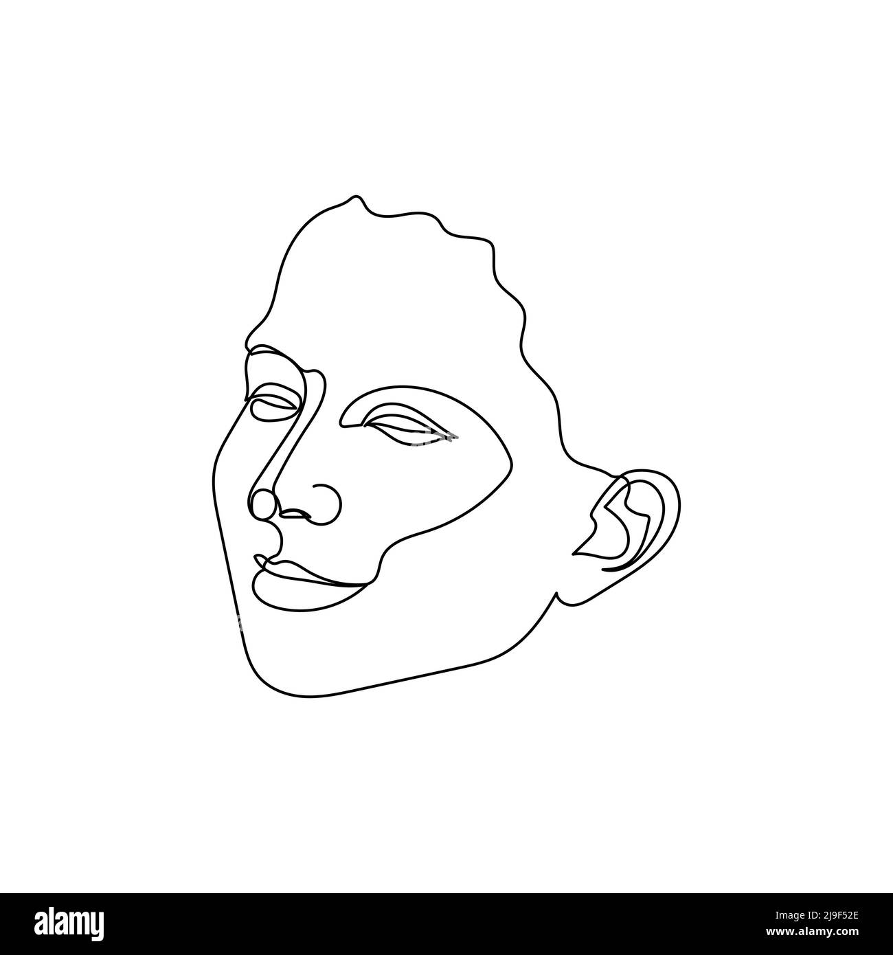 Female face single line drawing. Portrait of young beautiful girl Stock ...