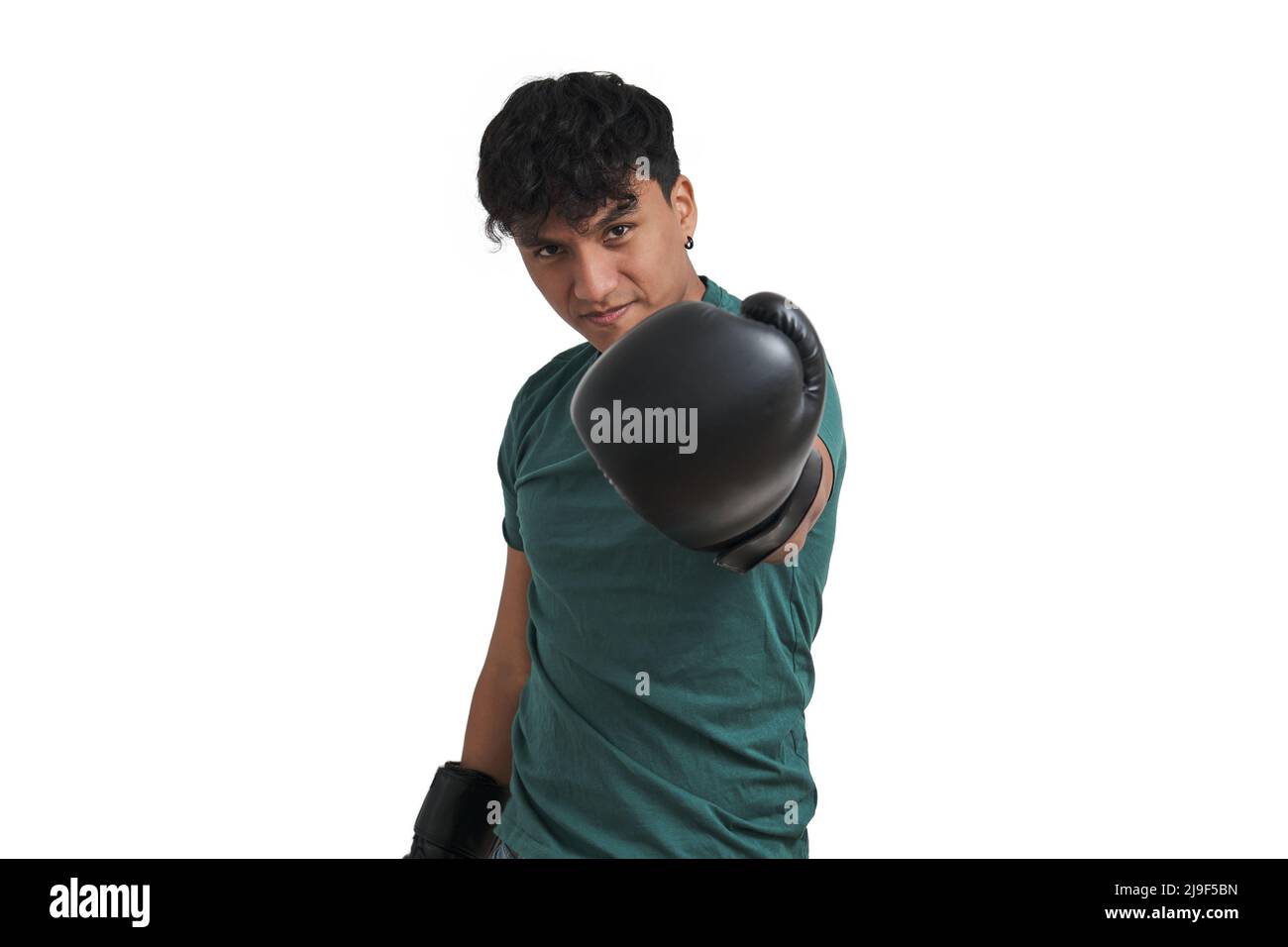 Young peruvian boxer with defiant look, isolated Stock Photo - Alamy