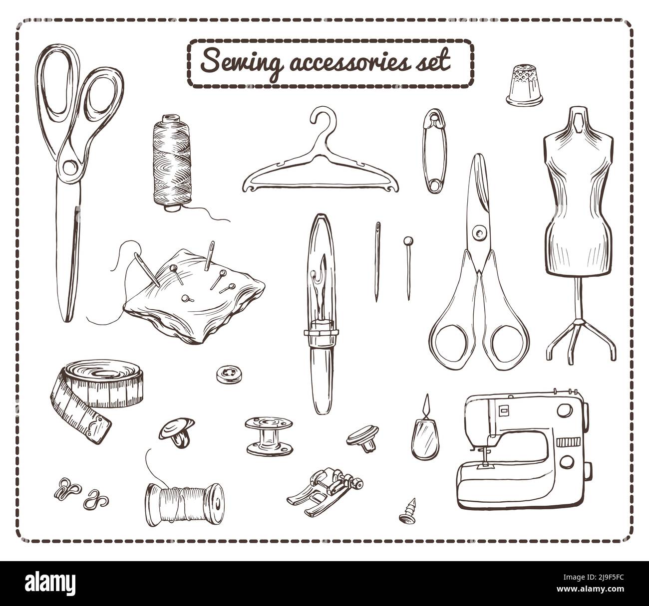 Sewing tailoring tools icons hi-res stock photography and images - Alamy