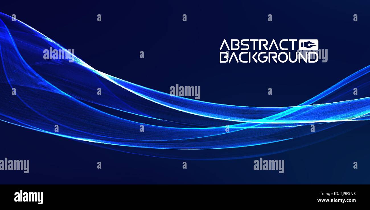 Tech futuristic 3d blue wave. Abstract blue light effect background ...