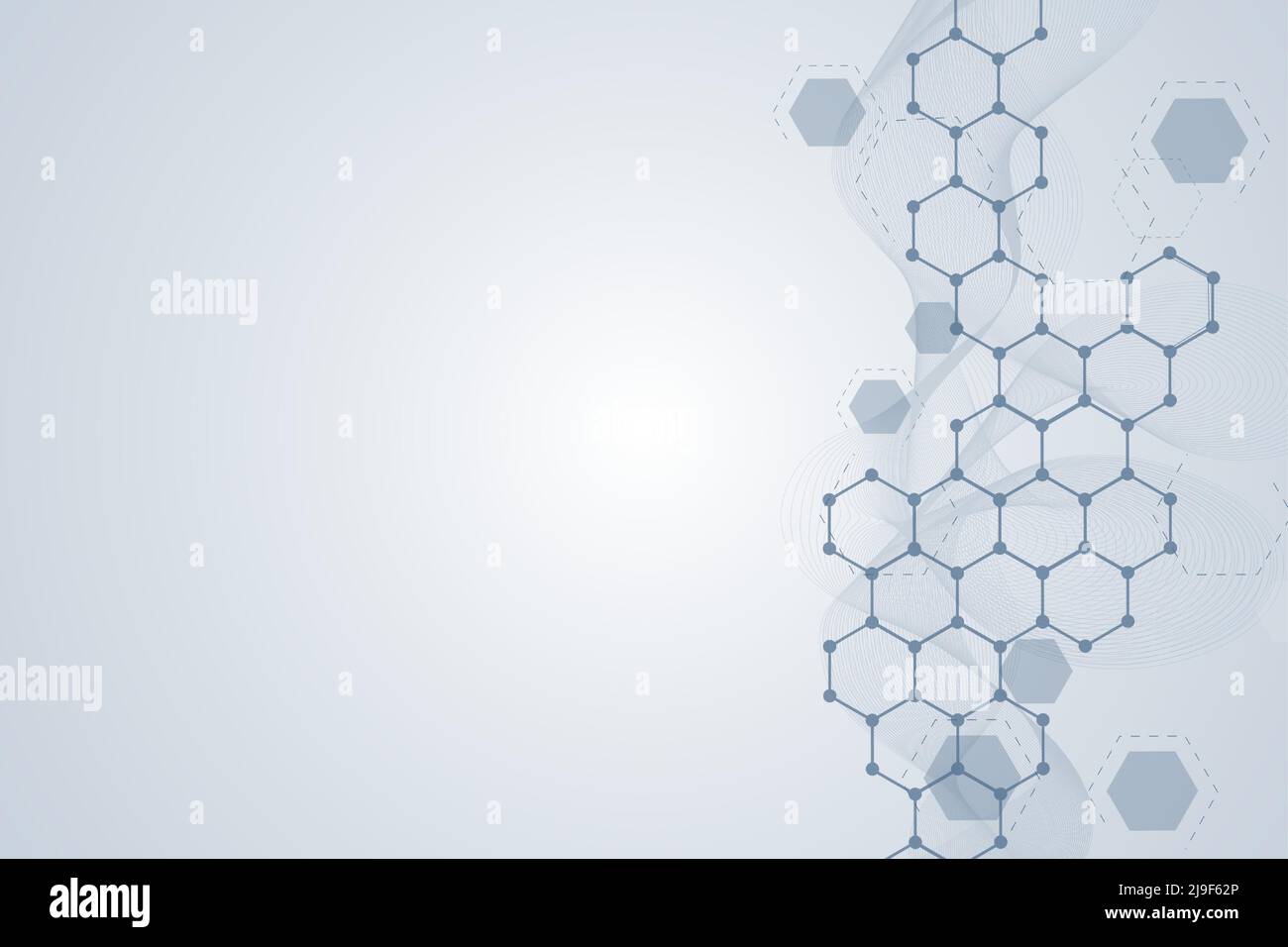 Science network pattern, connecting lines and dots. Technology hexagons ...
