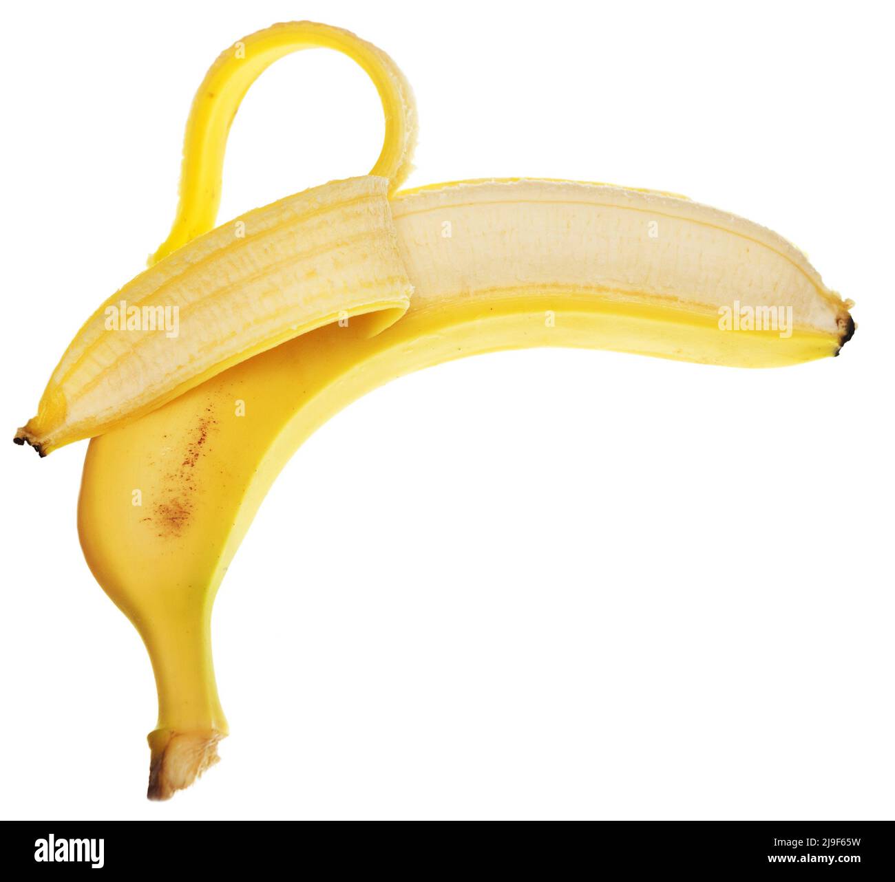 Open banana isolated on white background Stock Photo - Alamy