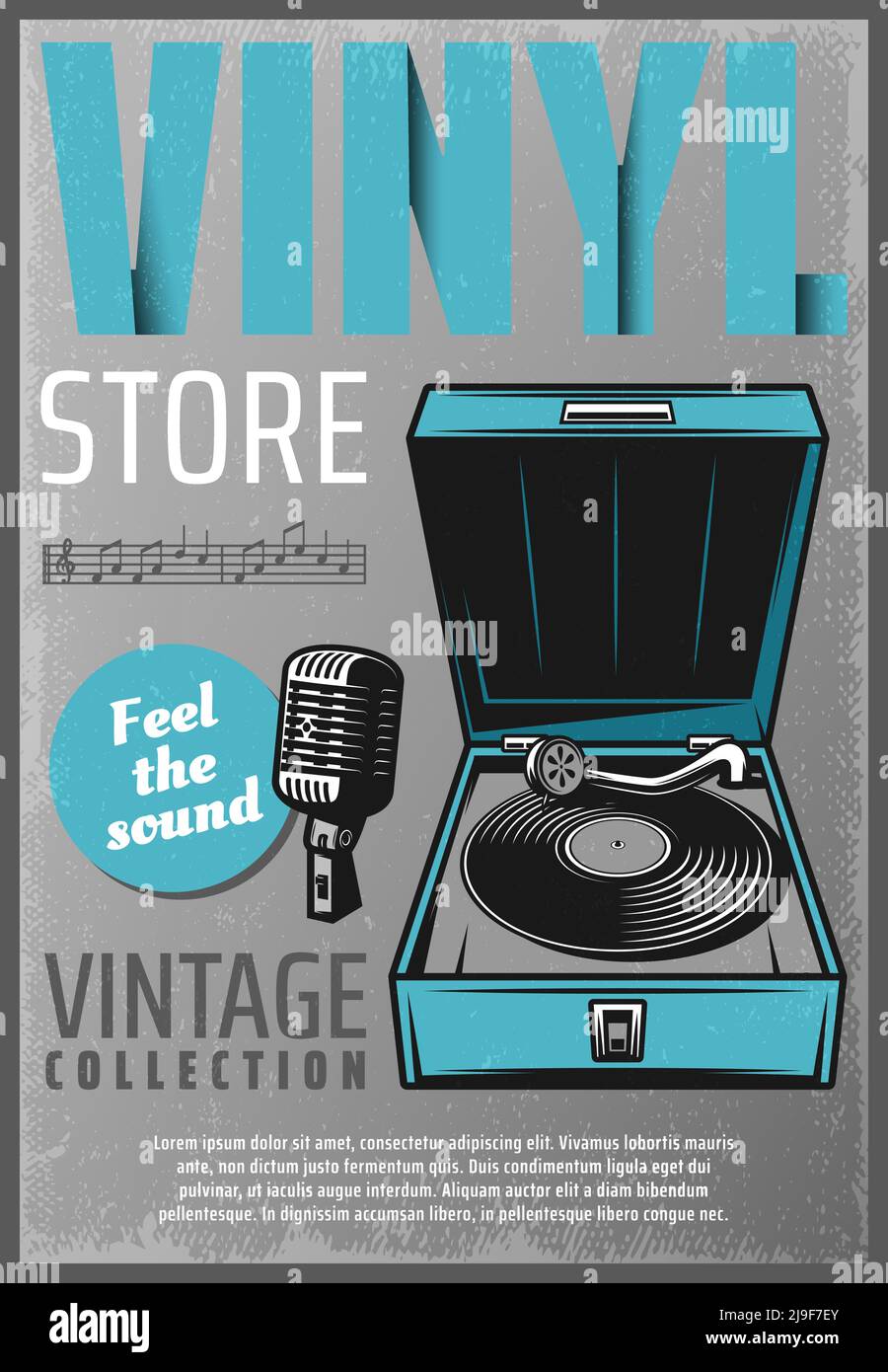 Vintage colored retro music store poster with inscription vinyl ...