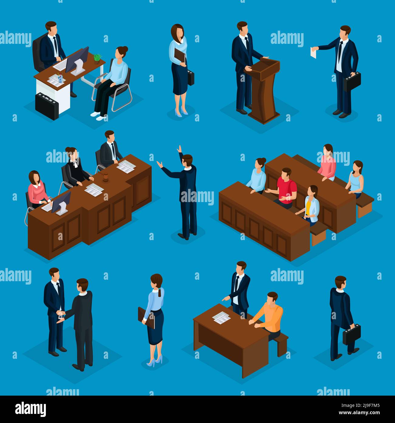Isometric lawyers collection with attorney talking with client giving ...