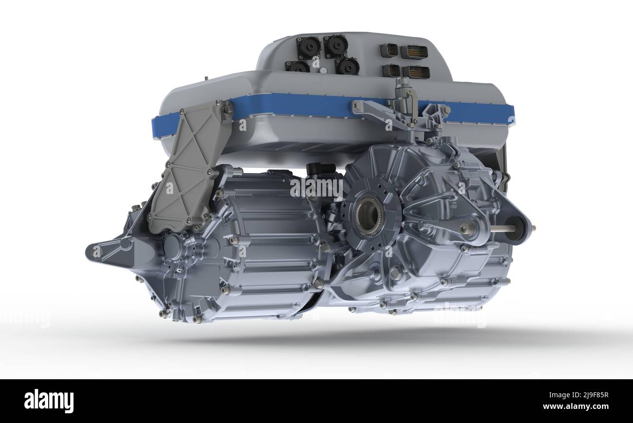 Electric vehicle engine isometric view presentation, 3D rendering ...
