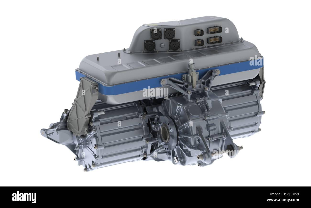 Electric vehicle engine isometric view presentation, 3D rendering ...