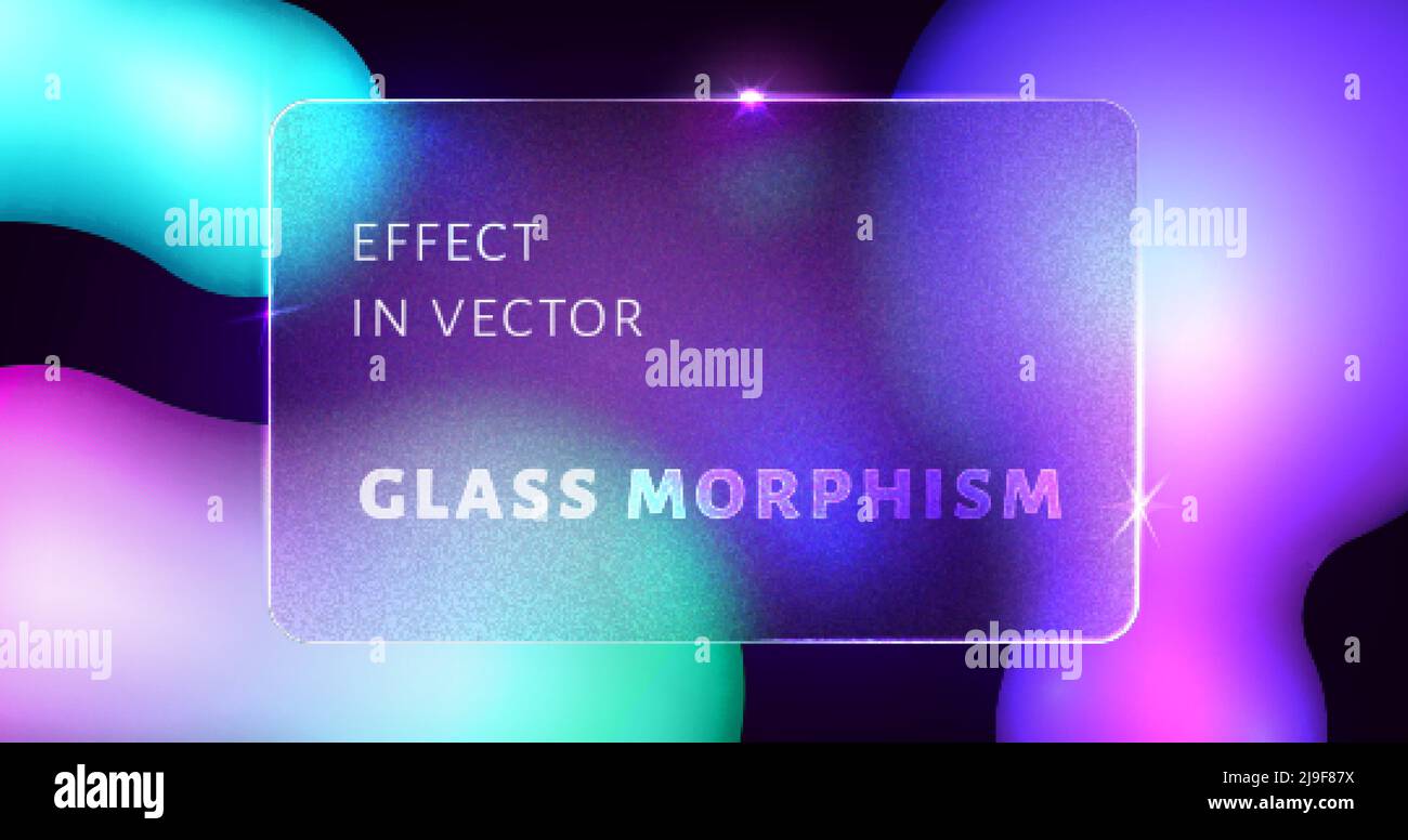 Glassmorphism vector effect with transparent card or frame on colorful ...
