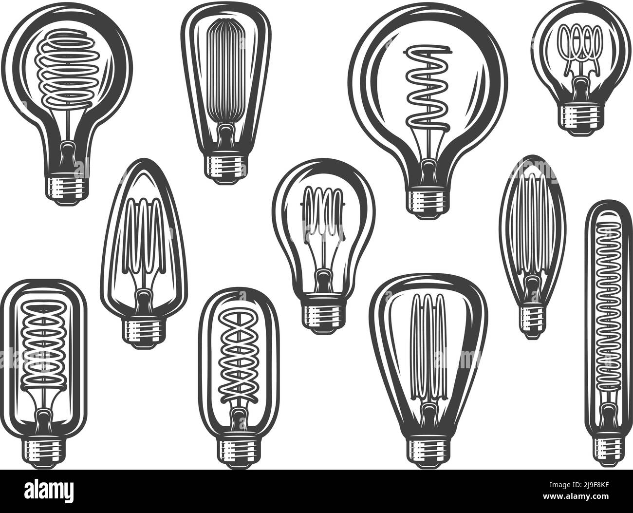 Vintage lightbulbs collection with energy efficient and saving bulbs of ...